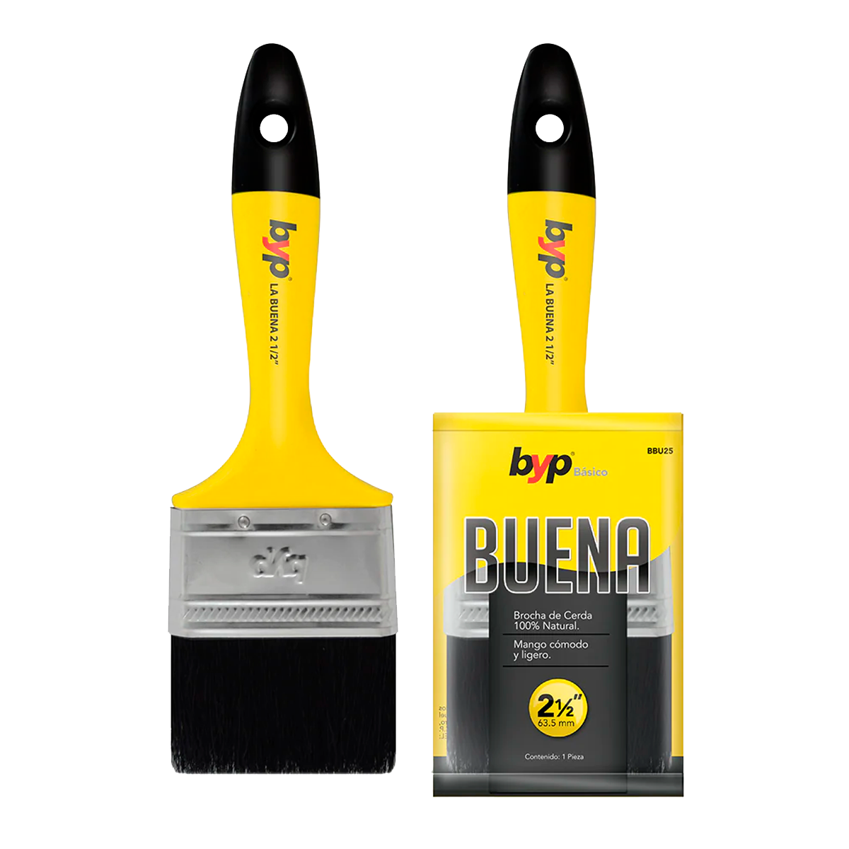 BROCHA DE CERDA NATURAL 2 ½ ” BBU25 “LA BUENA” – Basa Pinturas